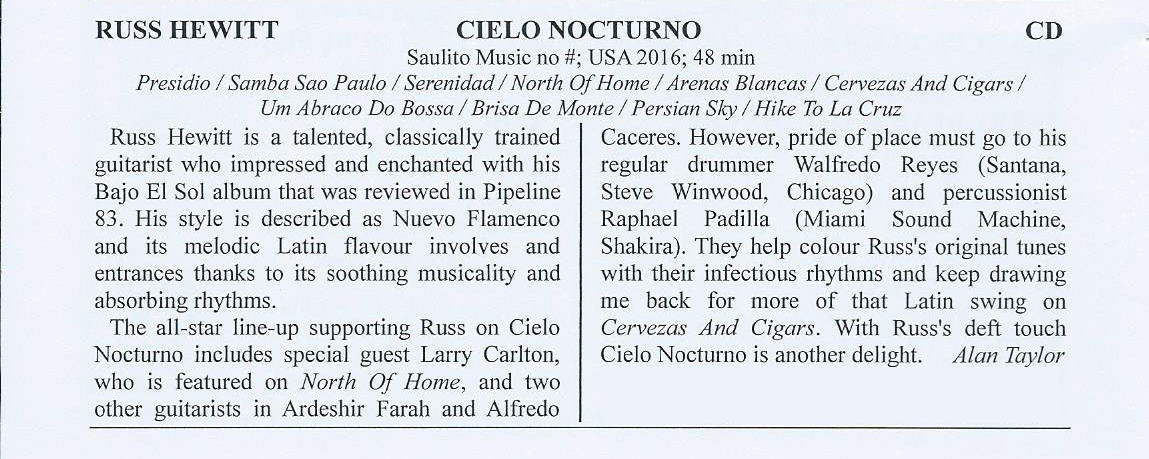 Review from Pipeline Instrumental Review – Russ Hewitt Music